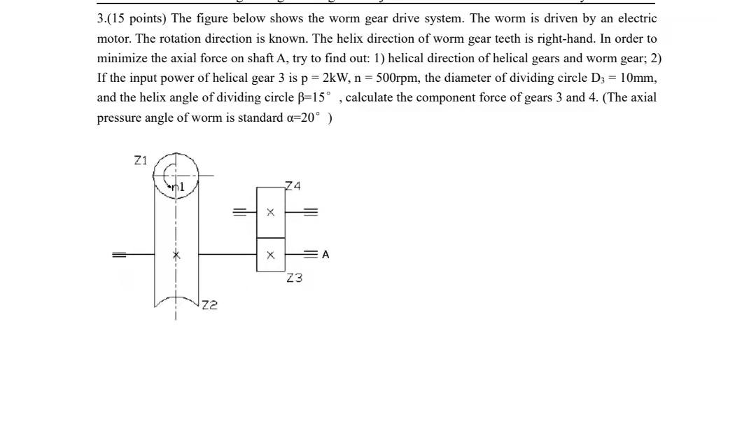 Solved 3.(15 points) The figure below shows the worm gear | Chegg.com