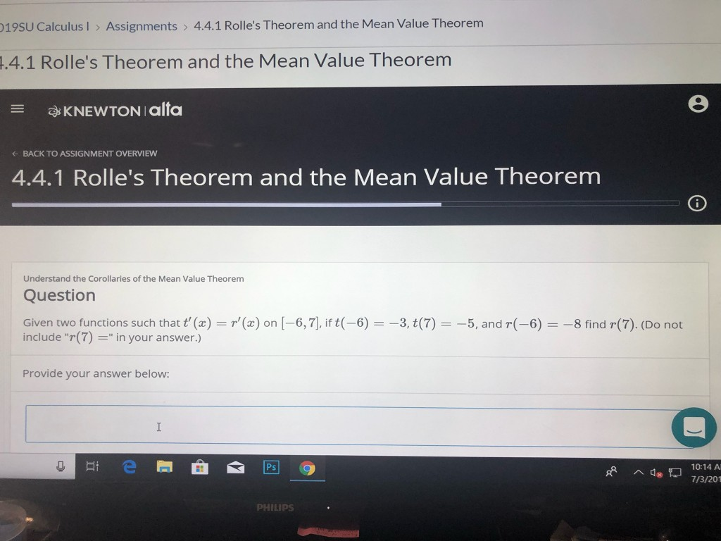 Solved 4.4.1 Rolle's Theorem and the Mean Value Theorem | Chegg.com