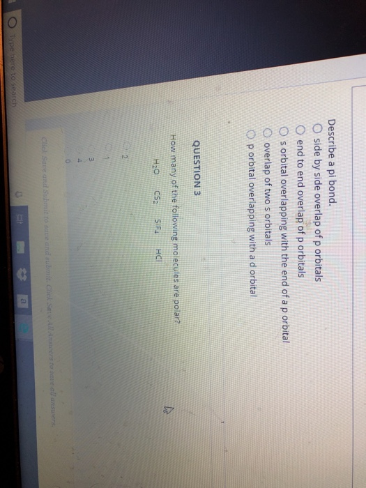 Solved Describe a pi bond. O side by side overlap of p | Chegg.com