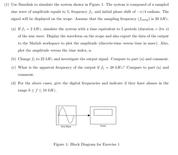 (1) Use Simulink to simulate the system shown in | Chegg.com