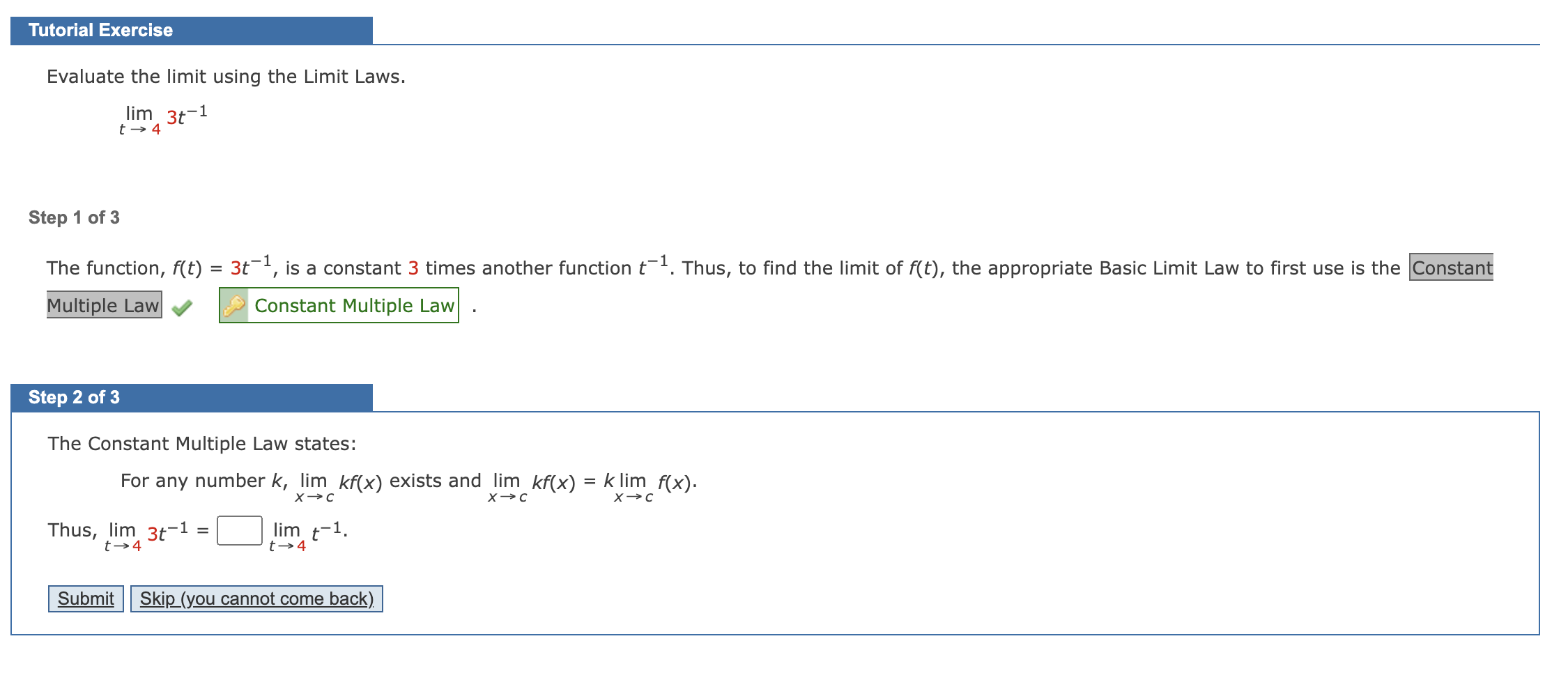 Solved The Constant Multiple Law states: For any number k, | Chegg.com