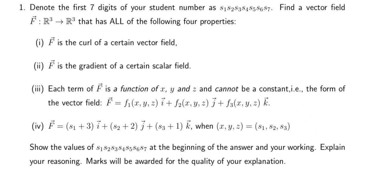 Solved 1. Denote the first 7 digits of your student number | Chegg.com