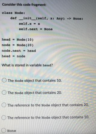 Solved Consider this code fragment: class Node : def | Chegg.com