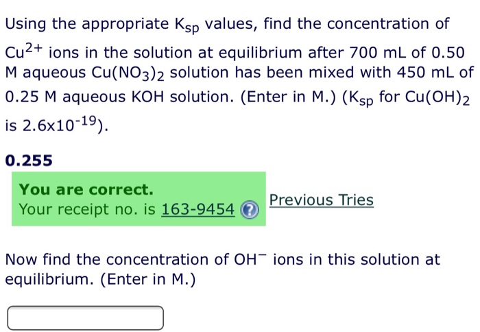 Solved Using the appropriate Ksp values, find the | Chegg.com