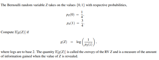 Solved The Bernoulli random variable Z takes on the values | Chegg.com