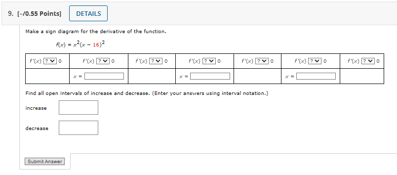 Solved Make a sign diagram for the derivative of the | Chegg.com