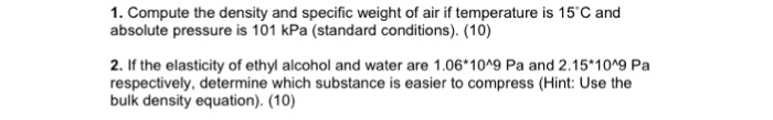 Solved Compute the density and specific weight of air if | Chegg.com