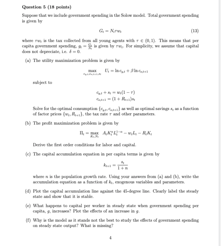 Solved Question 5 (18 ﻿points)Suppose that we include | Chegg.com