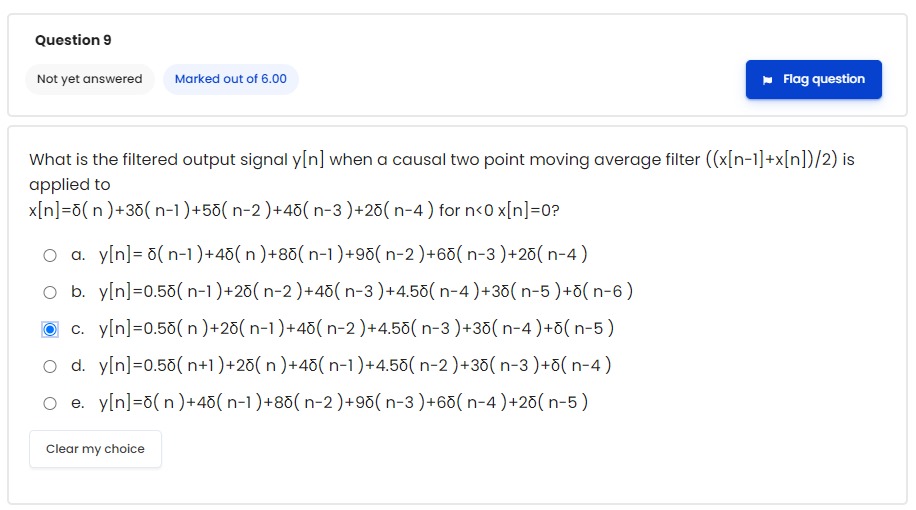 Solved What is the filtered output signal y[n] ﻿when a | Chegg.com