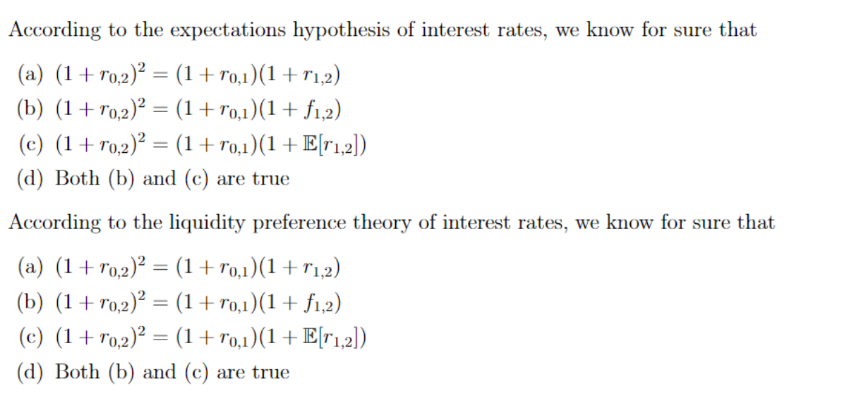 According to the expectations hypothesis of interest | Chegg.com