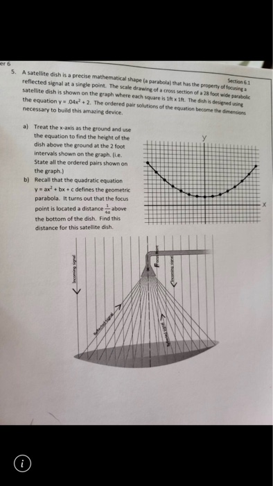 Solved A satellite dish is a precise mathematical shape (a | Chegg.com