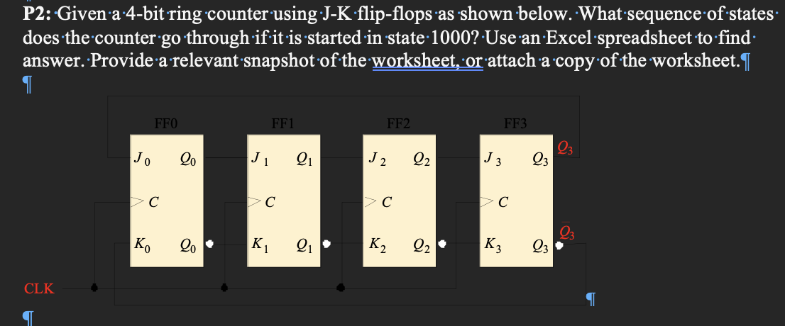 Solved Given a 4-bit ring counter using J-K flip-flops as | Chegg.com