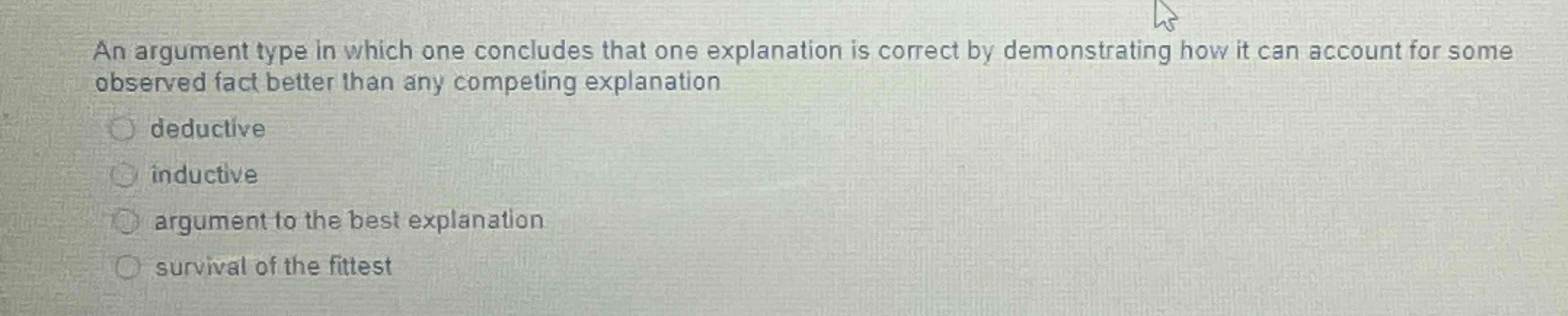 Solved An argument type in which one concludes that one | Chegg.com