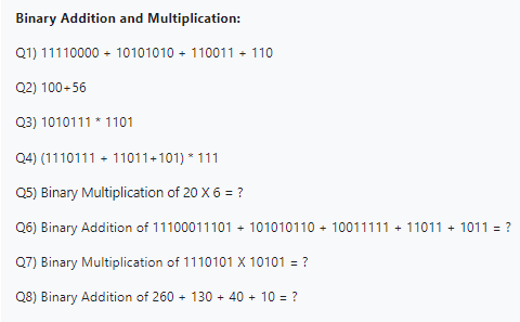 Solved Binary Addition and Multiplication: Q1) | Chegg.com