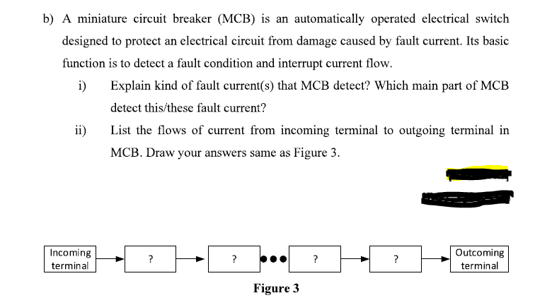 Solved b) A miniature circuit breaker (MCB) is an | Chegg.com