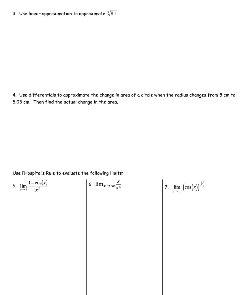 Solved 3. Use linear approximation to approximate V8.1. 4. | Chegg.com