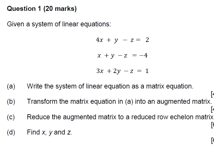 Solved Given a system of linear equations: | Chegg.com