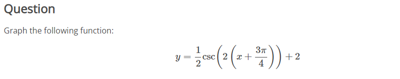 Solved Graph the following function: y=21csc(2(x+43π))+2 | Chegg.com