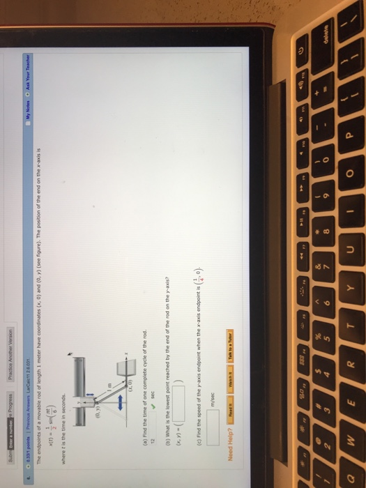 Solved The endpoints of a movable rod of length 1 meter have | Chegg.com