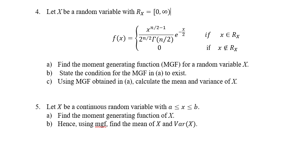 Solved 4. Let X be a random variable with RX=[0,∞) | Chegg.com