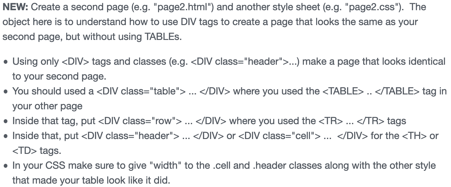 Solved NEW: Create a second page (e.g. "page2.html") and | Chegg.com