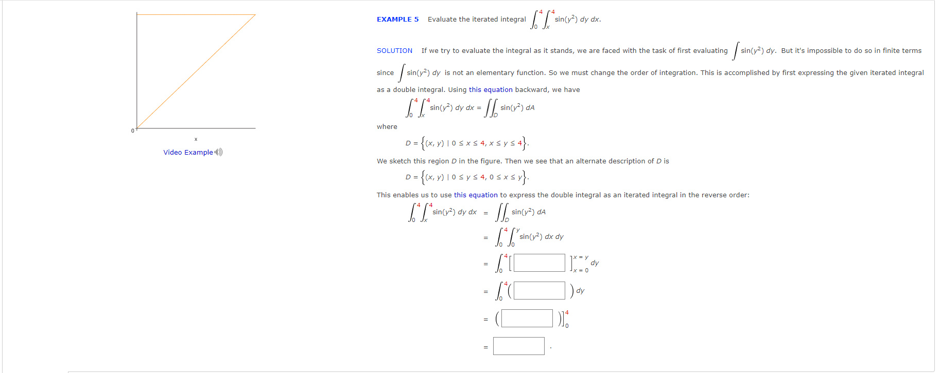 EXAMPLE 5 Evaluate the iterated integral | Chegg.com