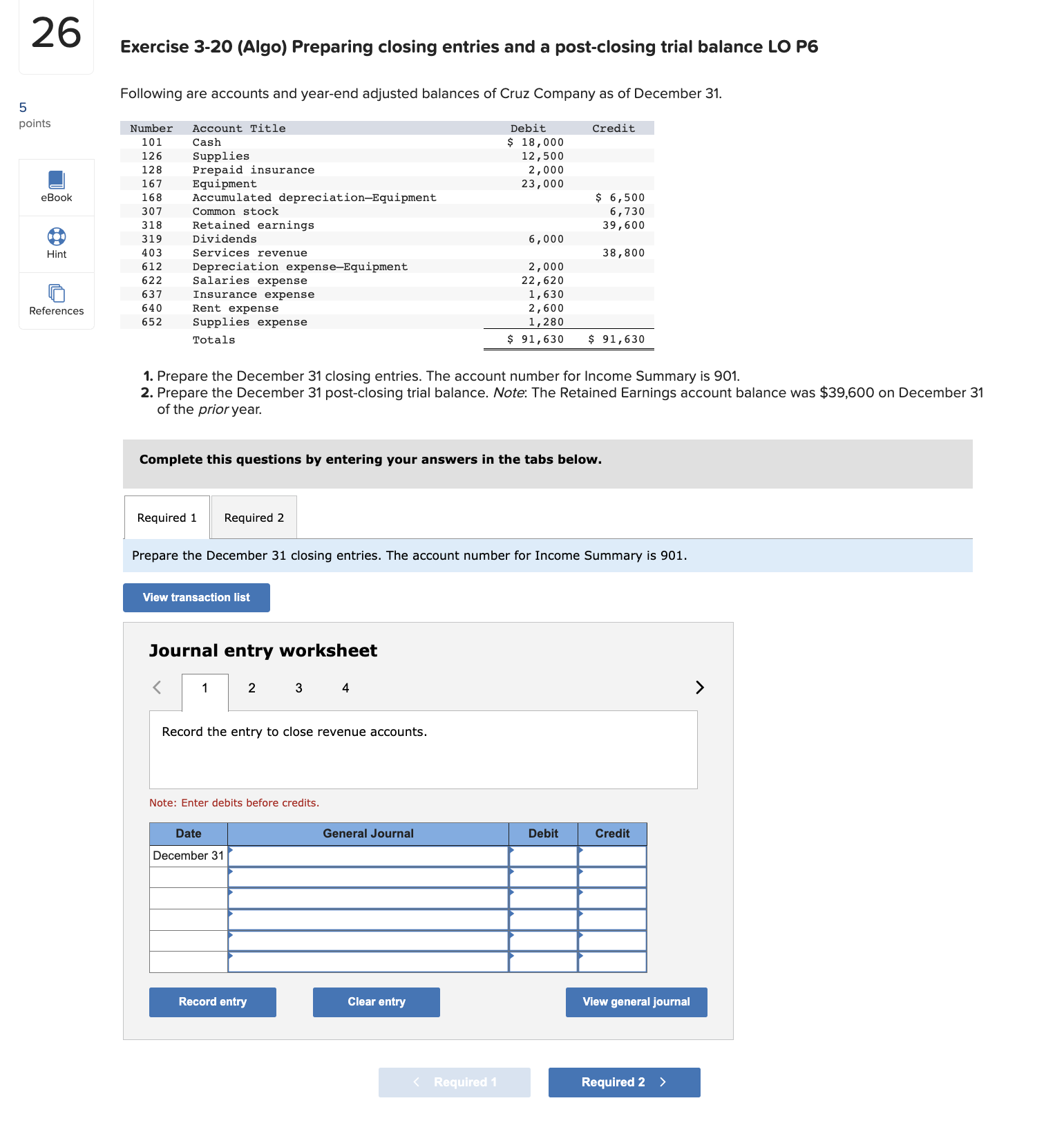 Solved Exercise 3-20 (Algo) Preparing closing entries and a | Chegg.com