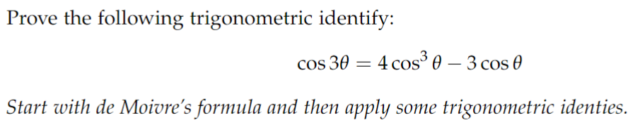 Solved Prove the following trigonometric identify: | Chegg.com