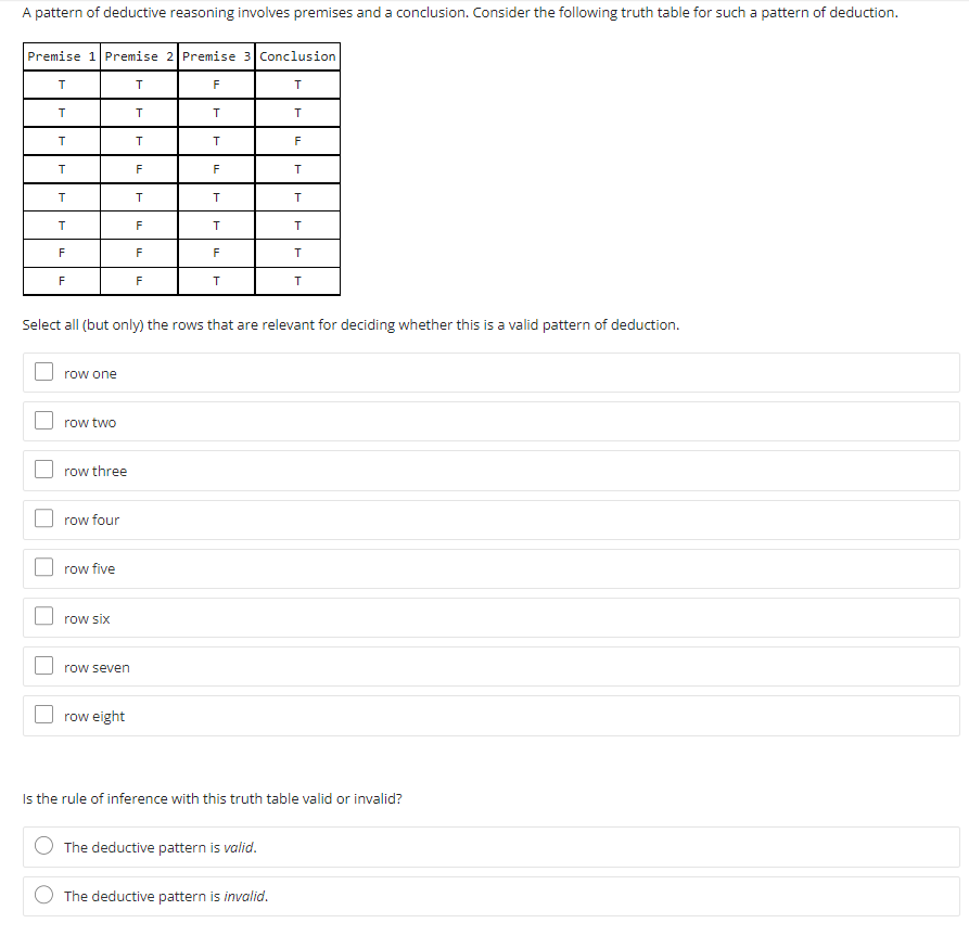 Solved A pattern of deductive reasoning involves premises | Chegg.com