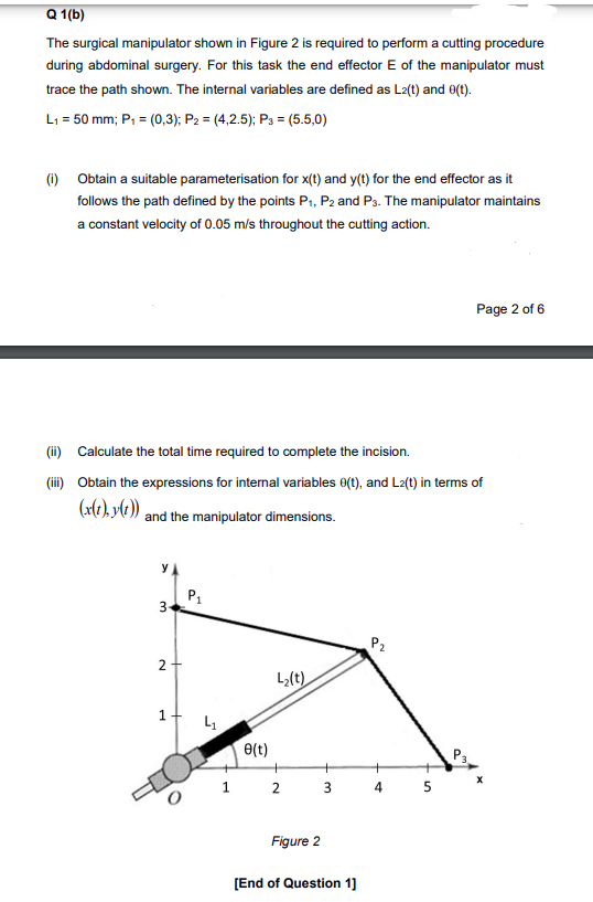 Solved Q 1(b) The surgical manipulator shown in Figure 2 is | Chegg.com