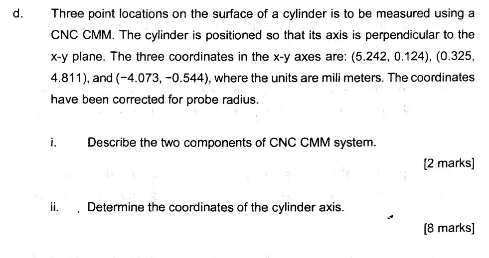 Solved d. Three point locations on the surface of a cylinder | Chegg.com
