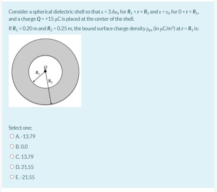 Solved Consider a spherical dielectric shell so that a = | Chegg.com