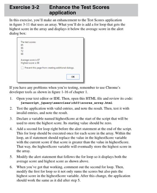 Solved Exercise 3-2 Enhance the Test Scores application In | Chegg.com