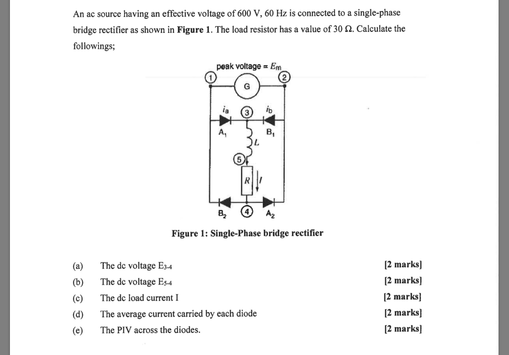 Solved An ac source having an effective voltage of 600 V, 60 | Chegg.com