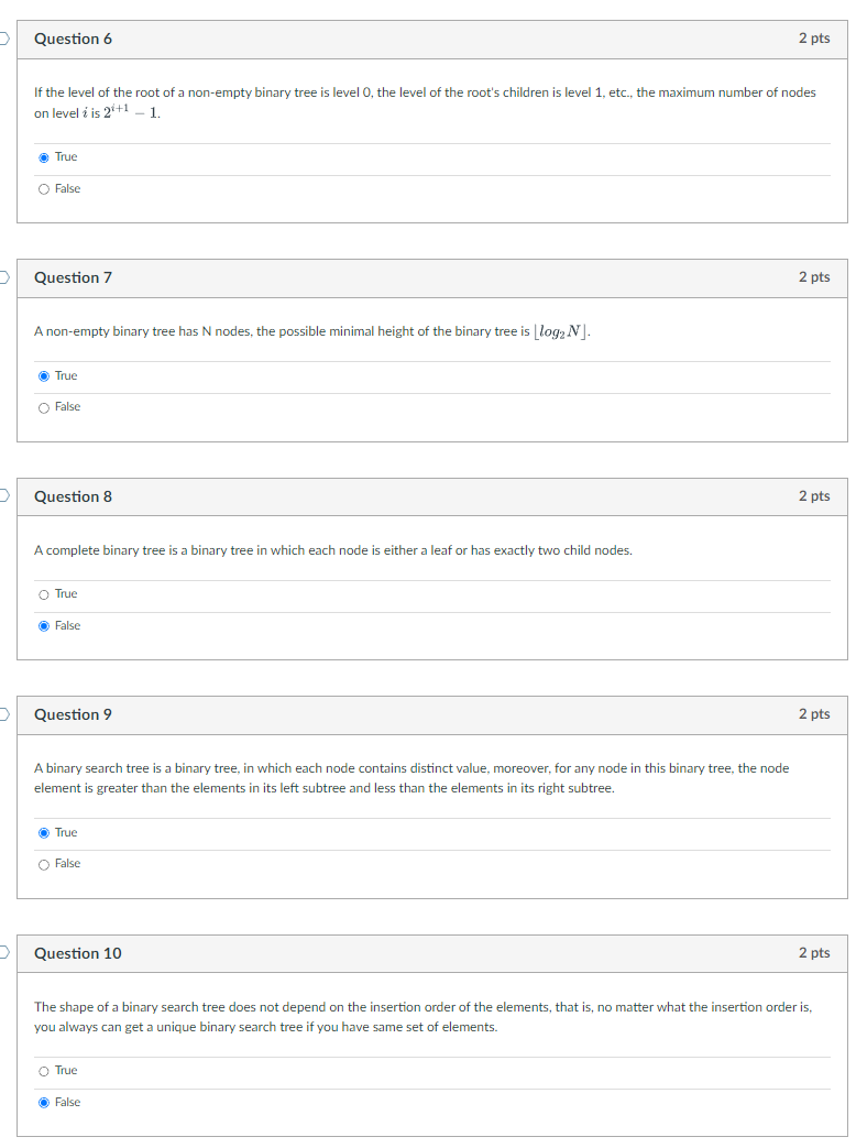 Solved If the level of the root of a non-empty binary tree | Chegg.com