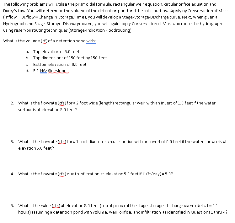 Solved The following problems will utilize the prismoidal | Chegg.com