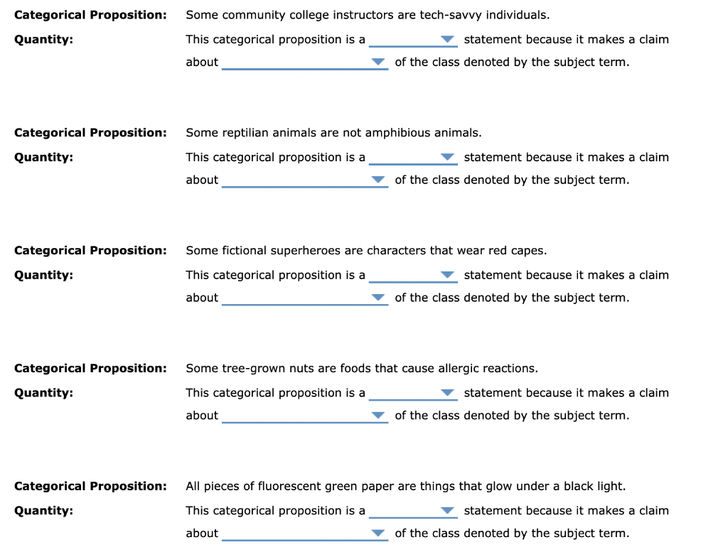 Solved The Quantity Of A Categorical Proposition Depends On Chegg