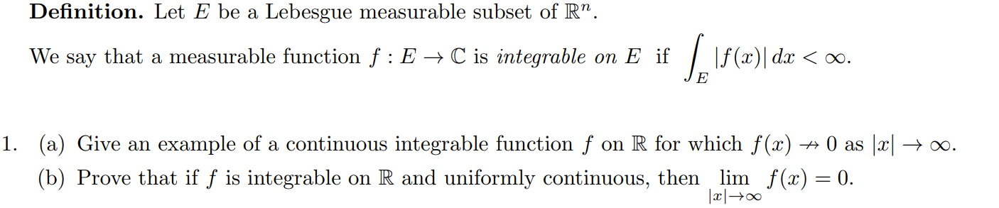 Solved Definition Let E Be A Lebesgue Measurable Subset Of