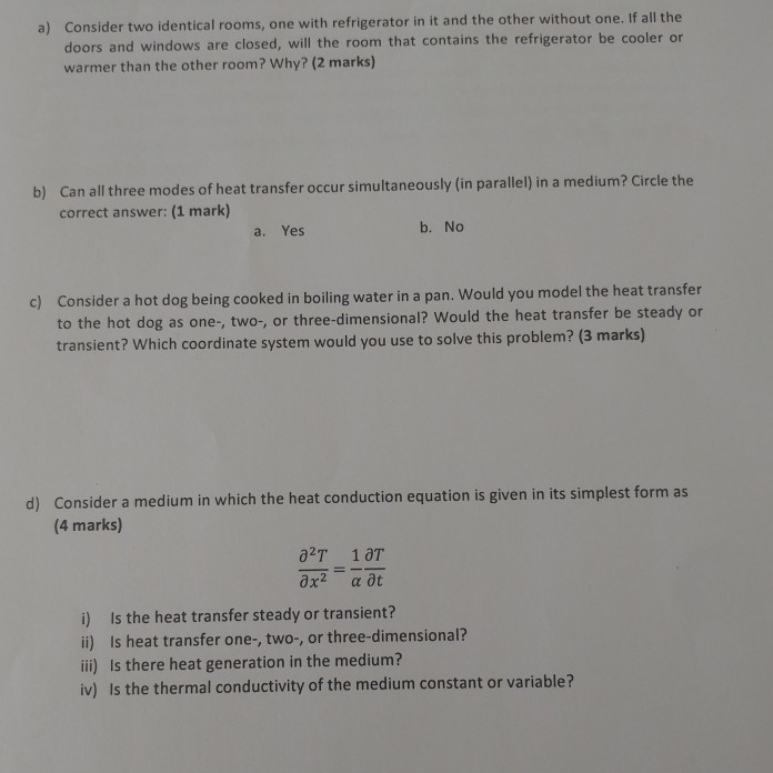 Solved Consider two identical rooms, one with refrigerator | Chegg.com