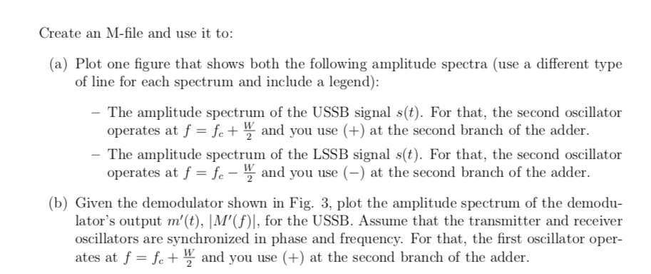 Exercise 4 : Single-SideBand generation. Weaver's | Chegg.com