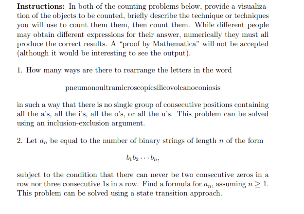 Instructions: In both of the counting problems below, | Chegg.com
