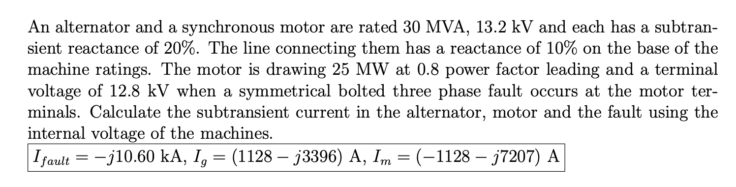 Solved An alternator and a synchronous motor are rated | Chegg.com