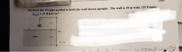 Solved 10) Find the Weight needed to hold the wall shown | Chegg.com