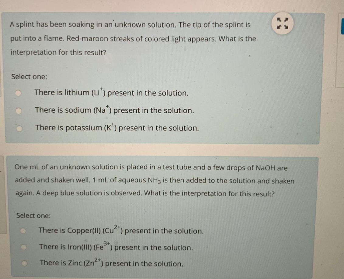 Solved A splint has been soaking in an unknown solution. The | Chegg.com