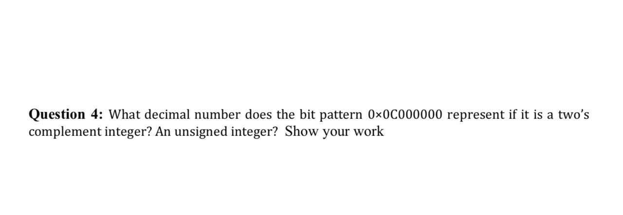 Solved Question 4: What decimal number does the bit pattern | Chegg.com