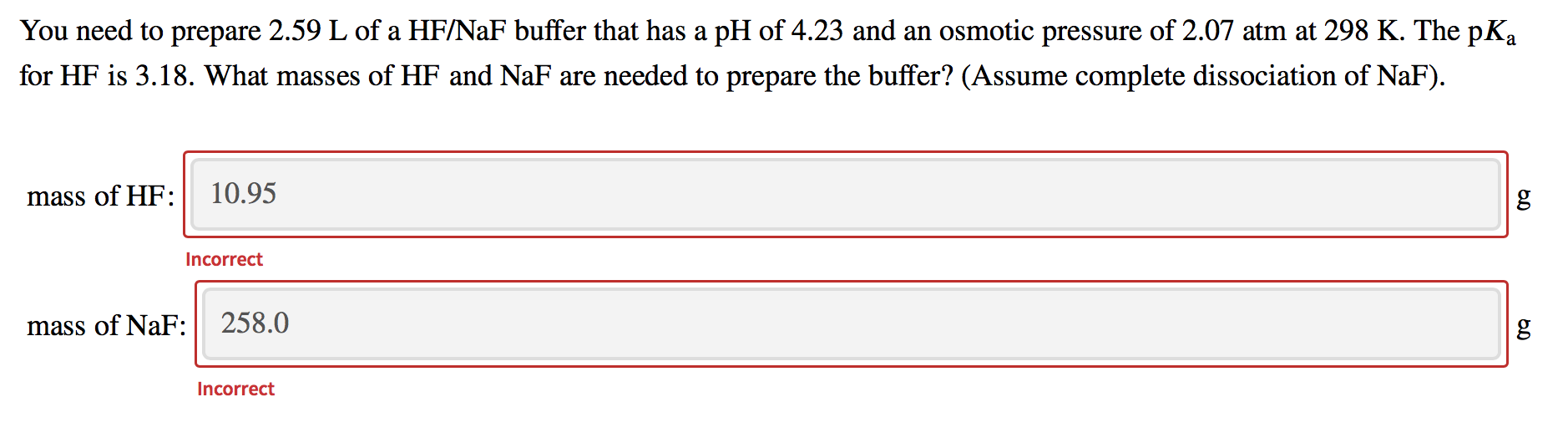 Solved You need to prepare 2.59 L of a HF/NaF buffer that | Chegg.com