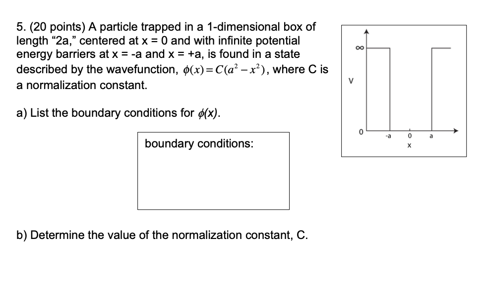5. (20 points) A particle trapped in a 1-dimensional | Chegg.com