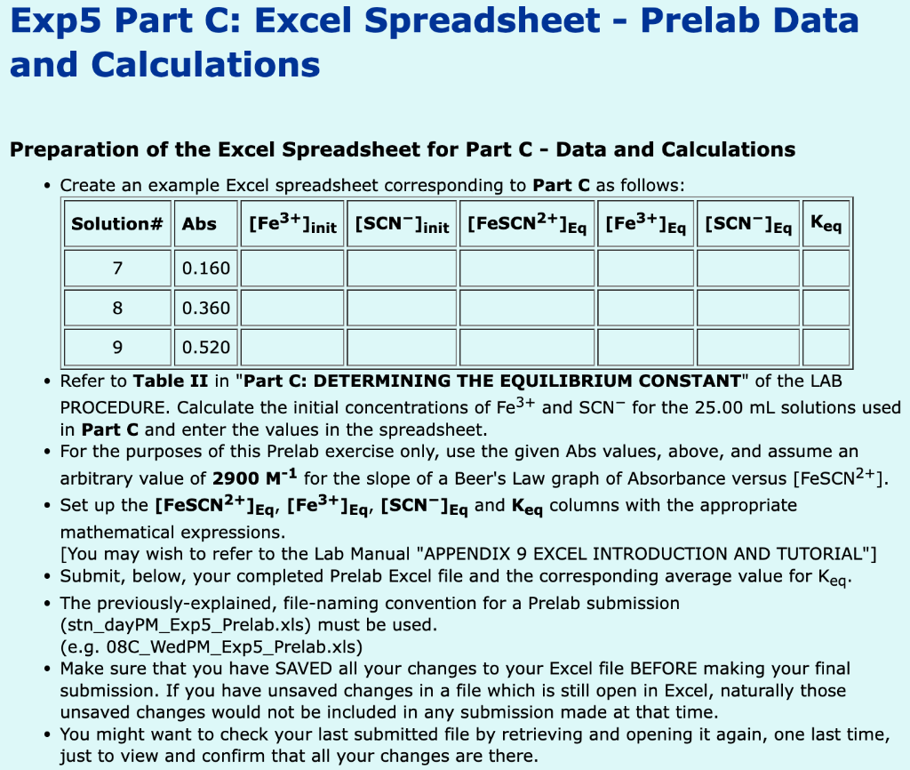 Solved Exp5 Part C: Excel Spreadsheet - Prelab Data and | Chegg.com