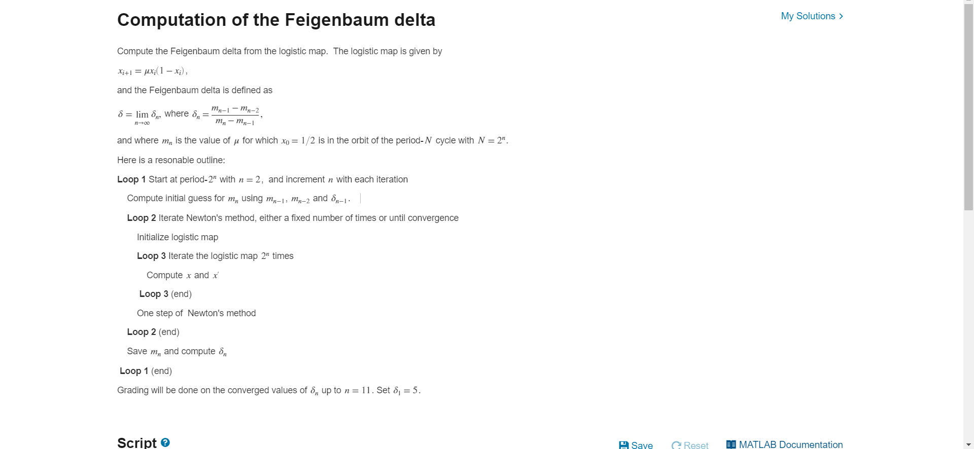Solved Computation of the Feigenbaum delta My Solutions | Chegg.com