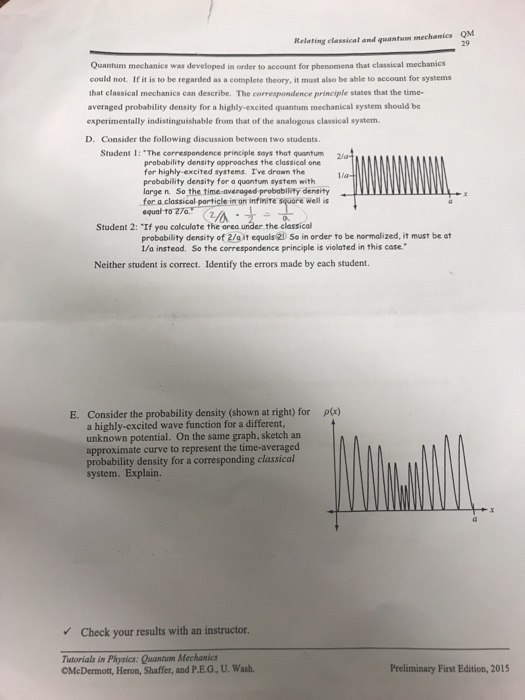 Solved QM 29 Relating classical and quantum mechanics | Chegg.com